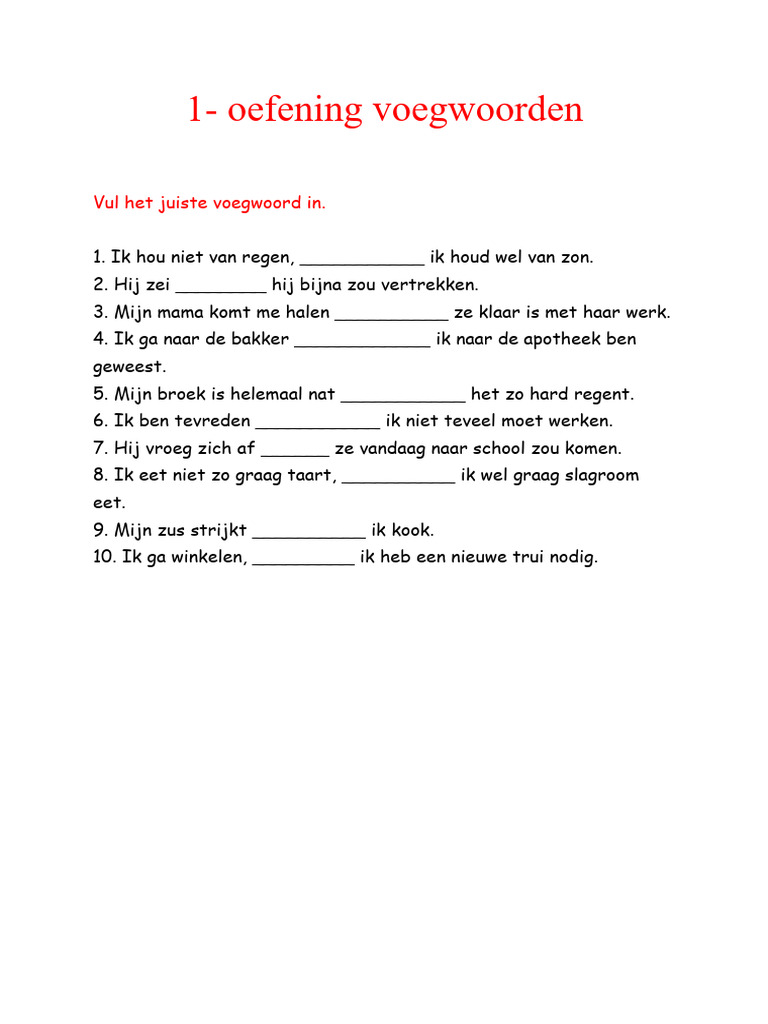1 - Oefening Voegwoorden | PDF