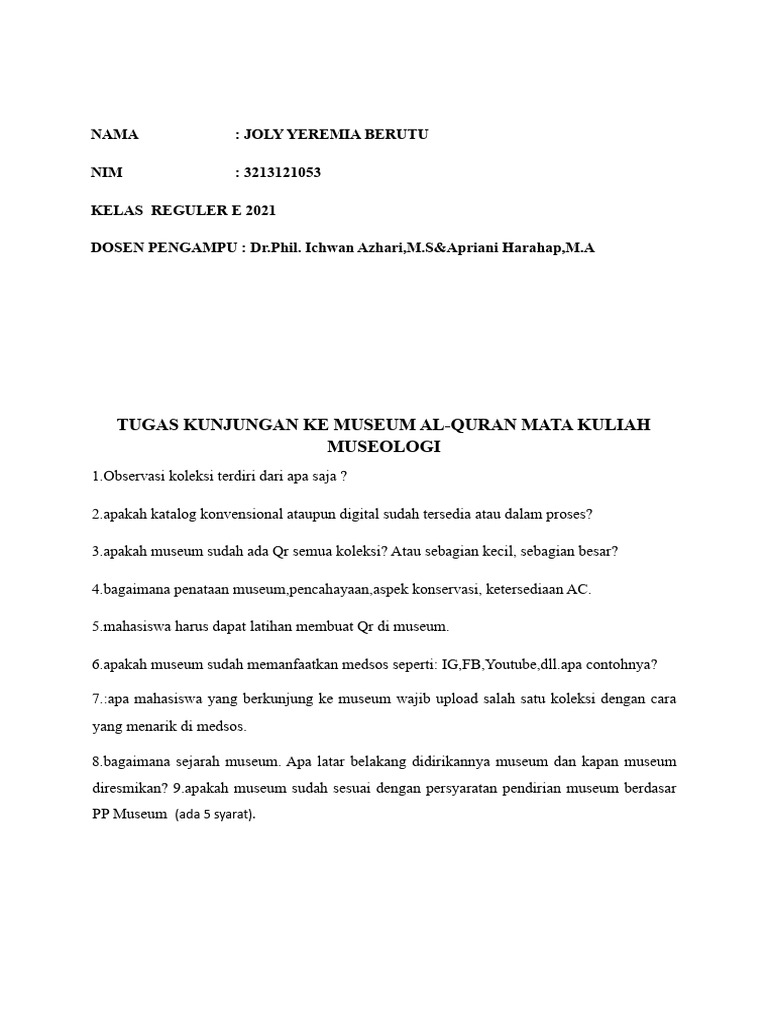 Revisi Museum Joly YEREMIA Berutu | PDF | Ilmu Sosial