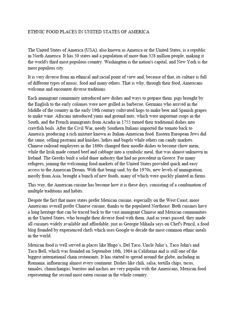 Top Ethnic Food Spots in the USA | PDF | Japanese Cuisine | Chinese Cuisine