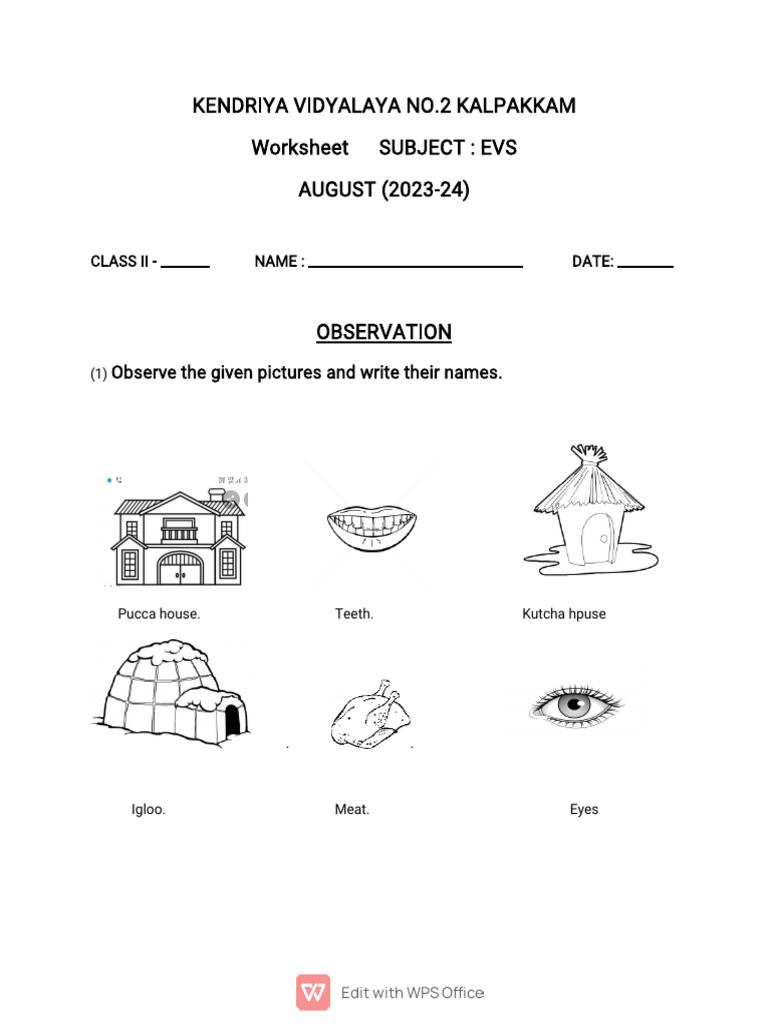 2nd EVS Worksheet | PDF