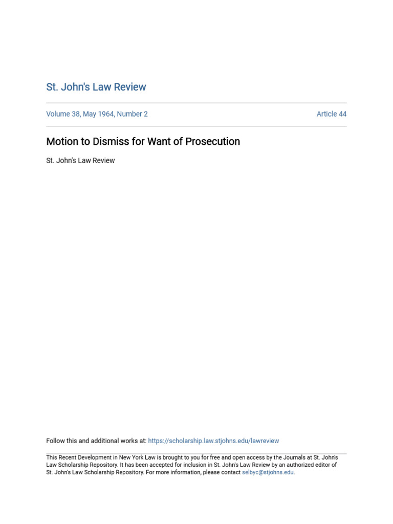 Motion To Dismiss For Want of Prosecution | Download Free PDF | Lawsuit ...