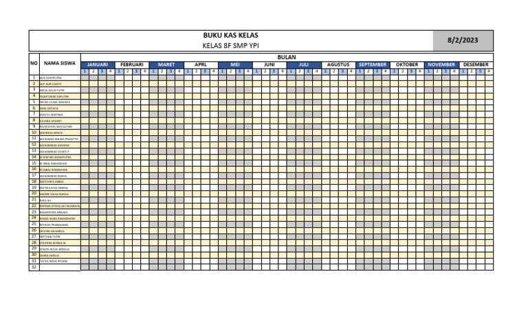 Contoh Buku Kas Kelas Format Excel | PDF