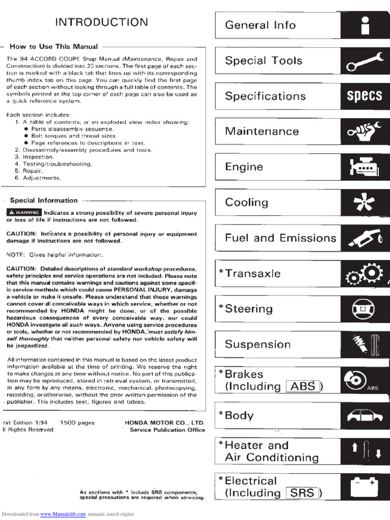 Accord Service Manual | PDF | Cyberspace | Directories