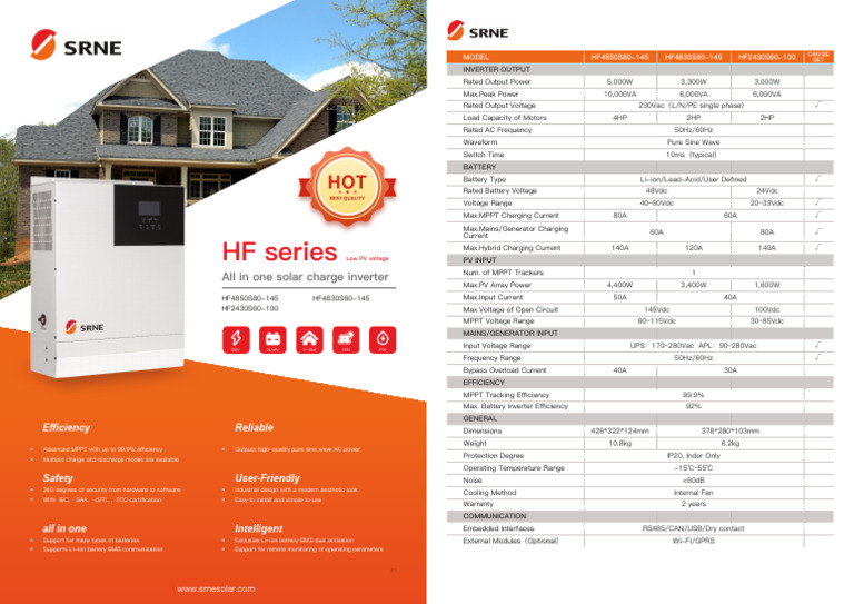 SRNE_HF series_LV_EU_solar charge inverter_datasheet_2.1 | PDF | Power ...