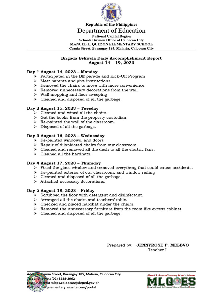 Be Accomplishment Report | PDF