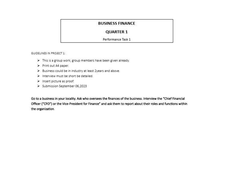 Performance Task 1 Pdf
