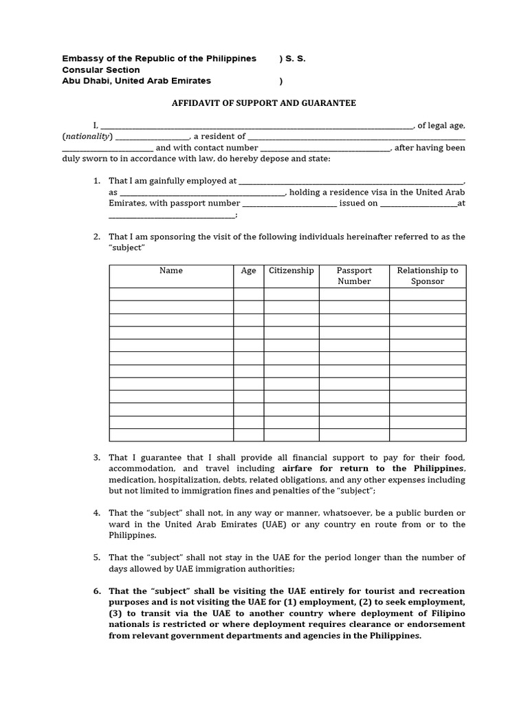 AFFIDAVIT OF SUPPORT AND GUARANTEE GROUP Form 2023 v2 | PDF