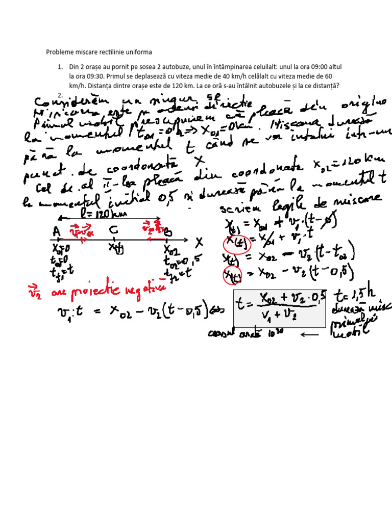 Probleme Miscare Rectilinie Uniforma | PDF