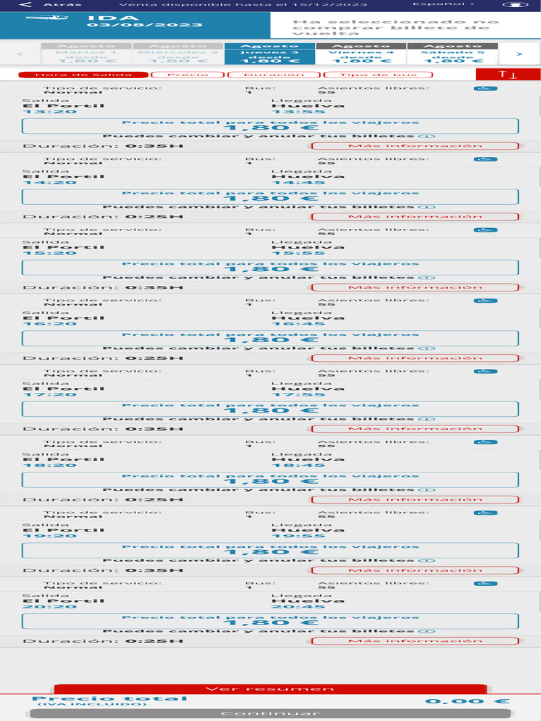 Horarios - InterBus | PDF