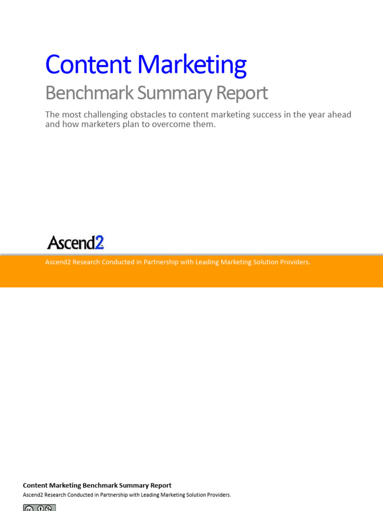 Content Marketing: Benchmark Summary Report | PDF | Marketing | Sales