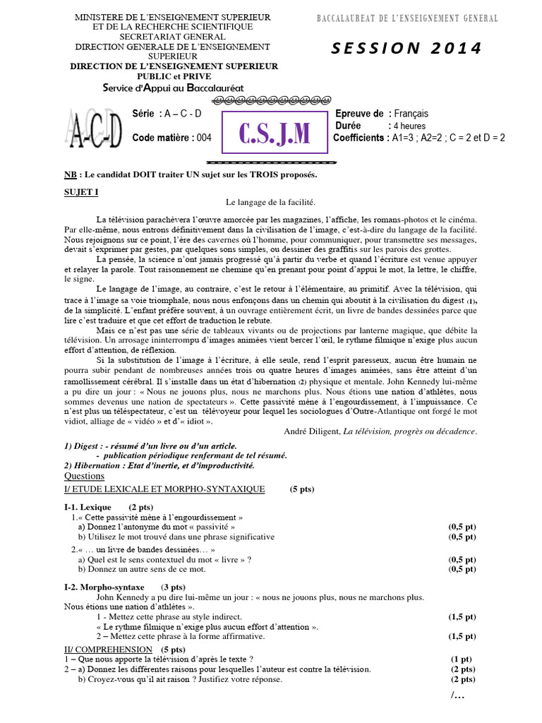 Sujet Et Corrige Bacc Madagascar | PDF | Phrase | Arme nucléaire