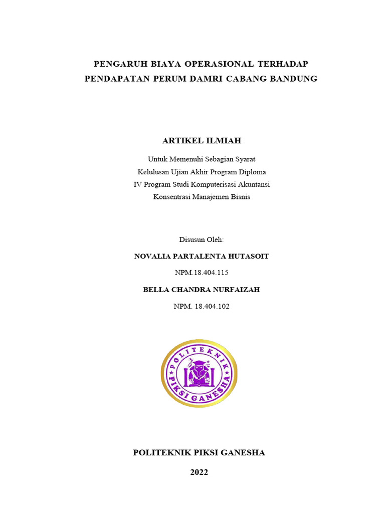 Acc Format Artikel Ilmiah NOVALIA | PDF