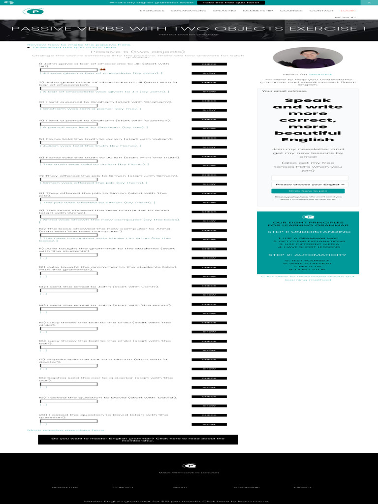 Passive Verbs With Two Objects Exercise 1 | PDF | English Language ...
