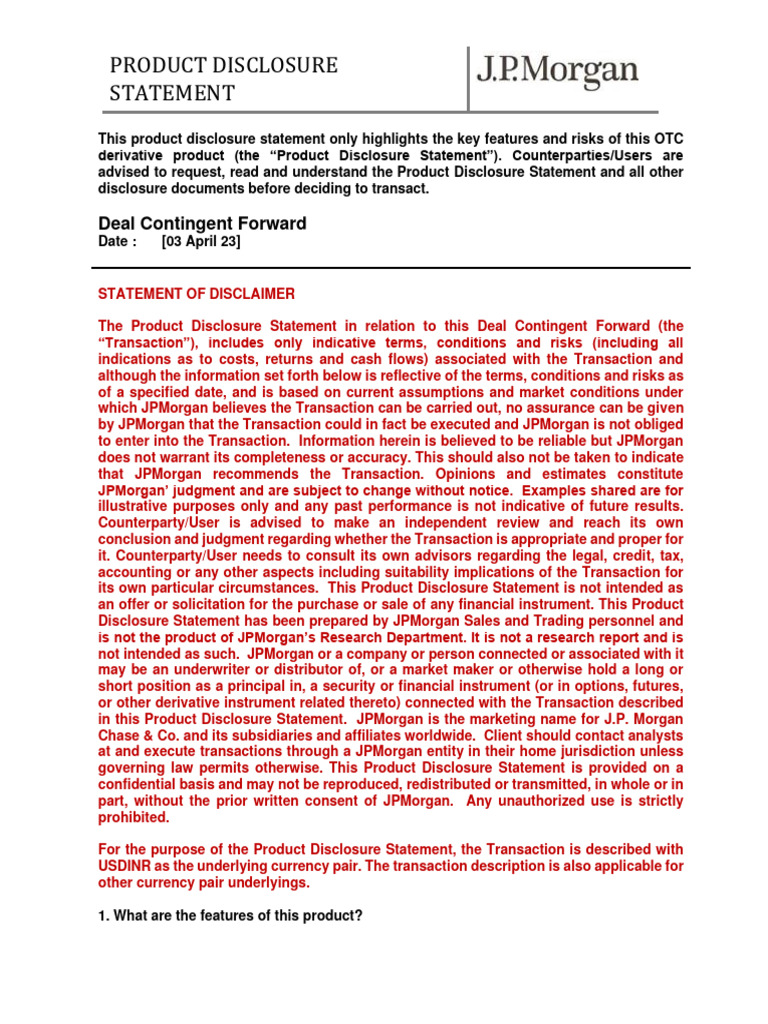 Deal Contingent Forward Overview | PDF | Foreign Exchange Market ...