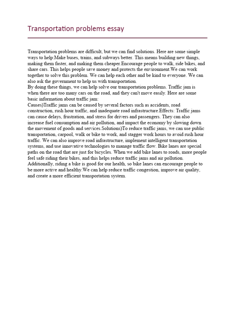 Essay Transportation | PDF