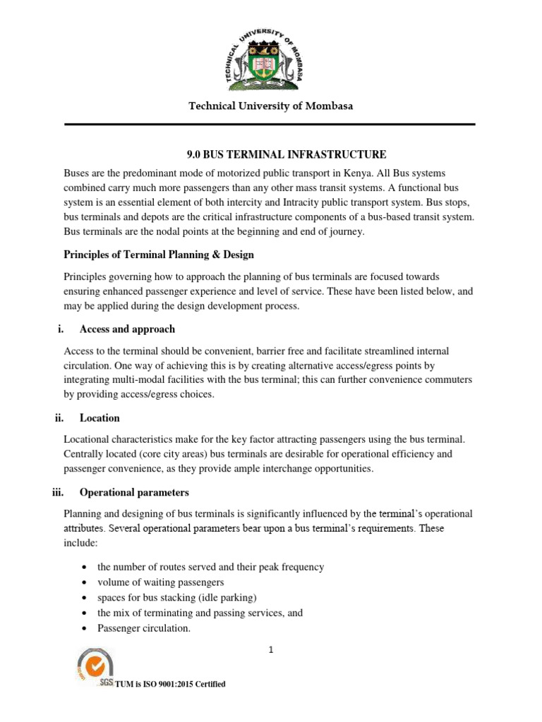 Bus Terminal Infrastructure | PDF | Public Transport | Transport