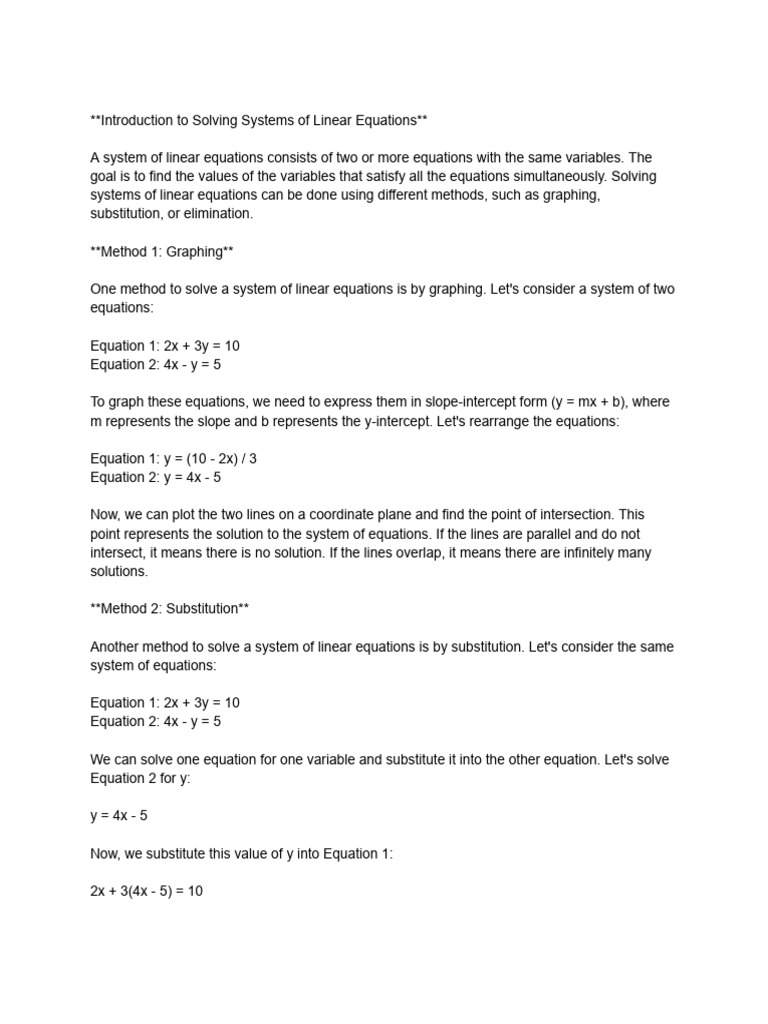 Math | PDF | Equations | System Of Linear Equations