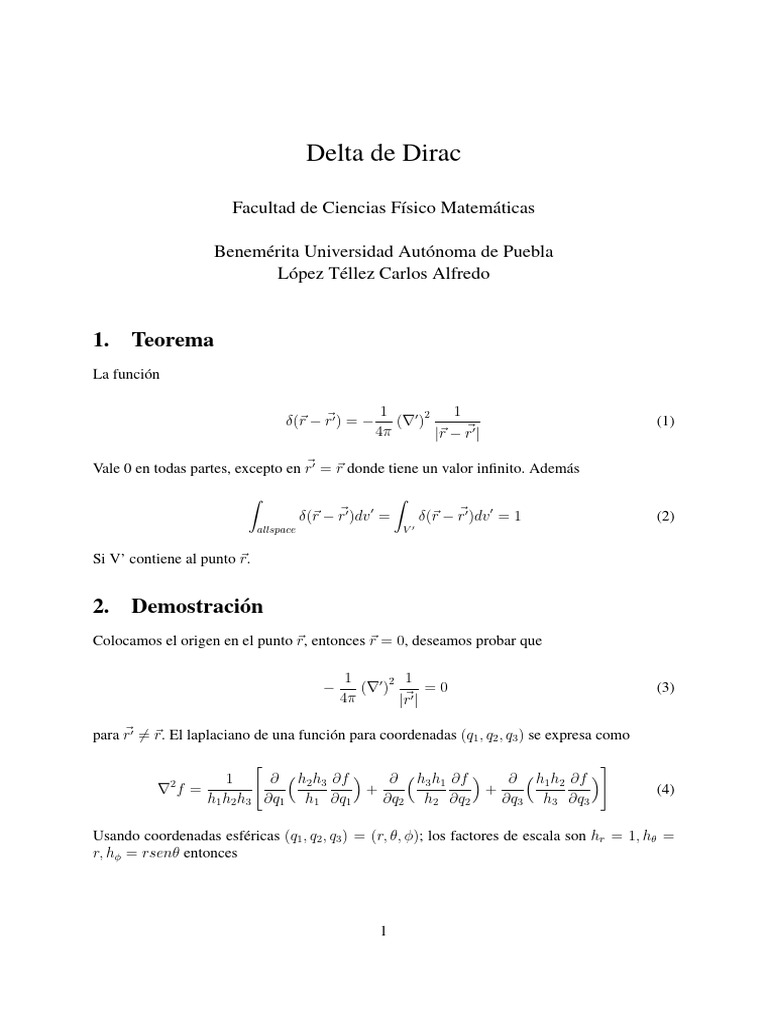 Propiedades de la Delta de Dirac | PDF | Matemáticas Aplicadas ...