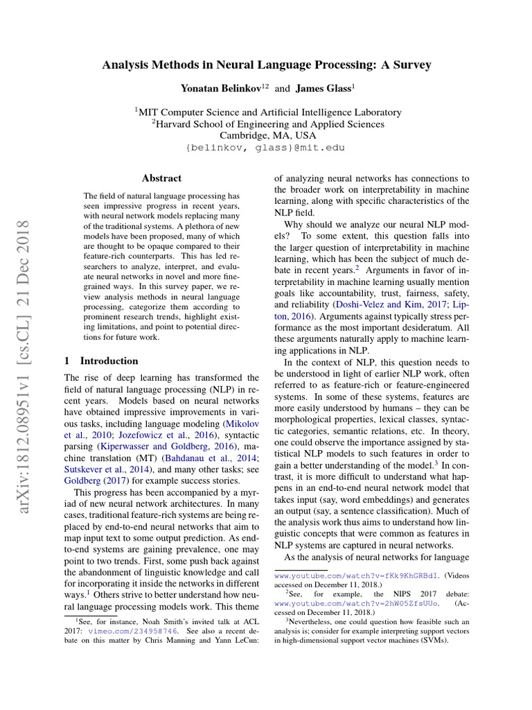 Survey of NLP Analysis Methods | PDF | Statistical Classification ...