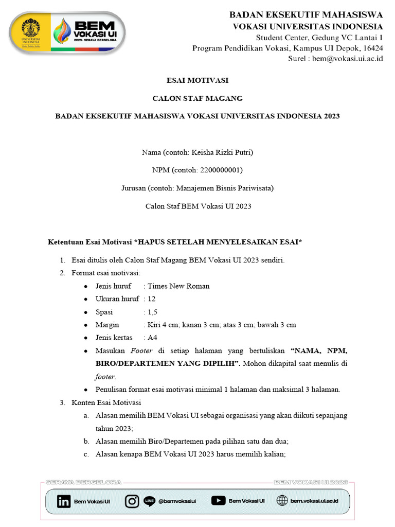 Format Esai Motivasi | PDF