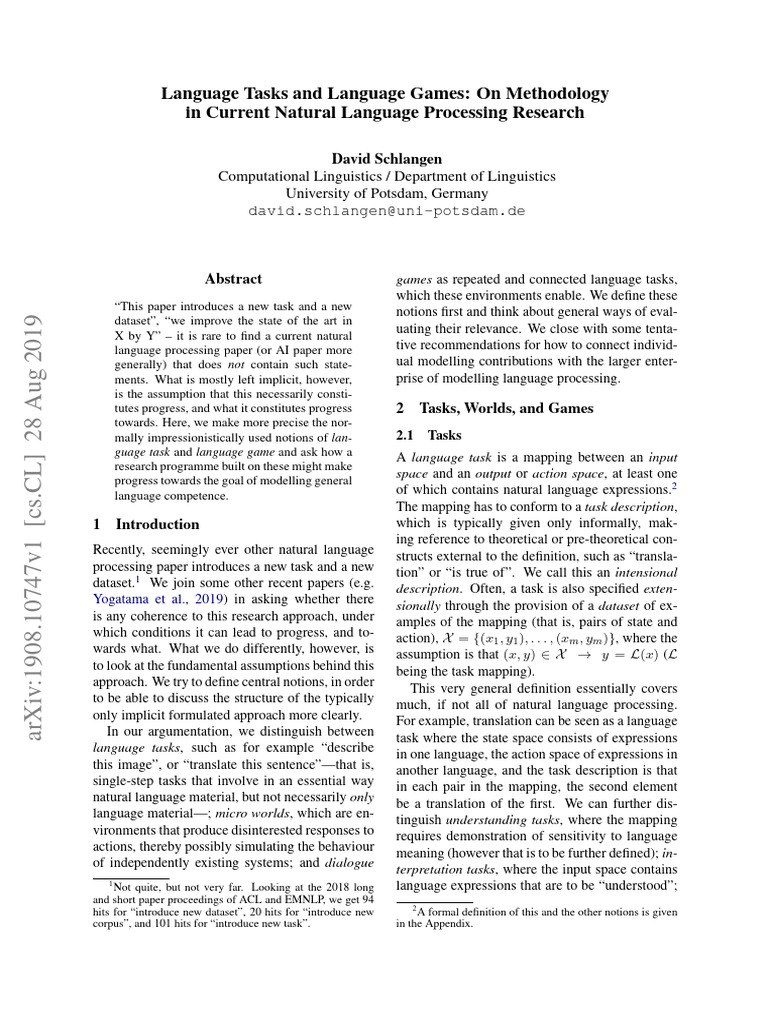 Methodology in Current Natural Language Processing Research | PDF | Artificial Intelligence ...