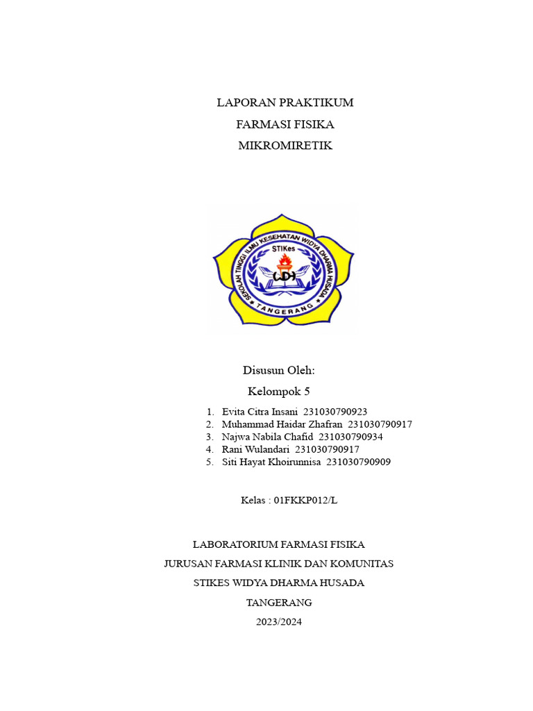 LAPORAN PRAKTIKUM Farmasi Fisika | PDF