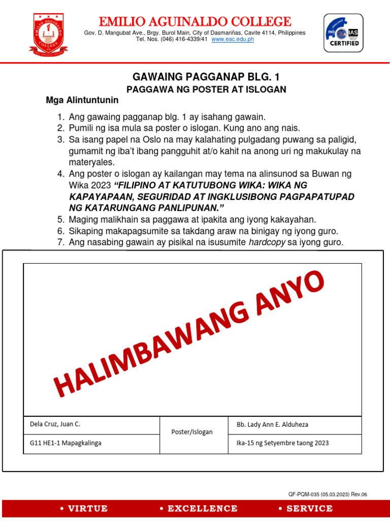 Pt1 - Paggawa NG Poster - Islogan | PDF