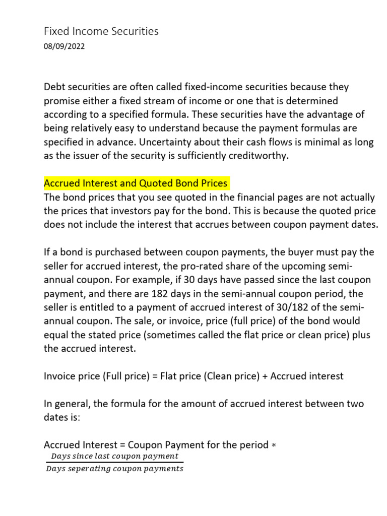 Fixed Income Securities | Download Free PDF | Yield (Finance) | Bonds (Finance)
