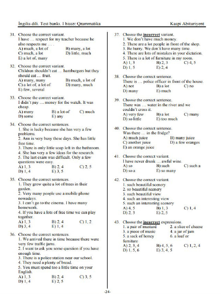 9 Grade Test | PDF