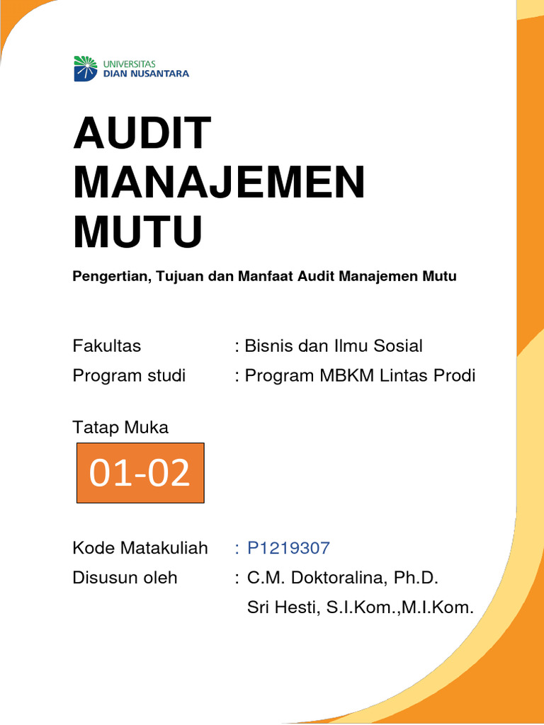 Modul 1 & 2 - Audit Manajemen Mutu | PDF