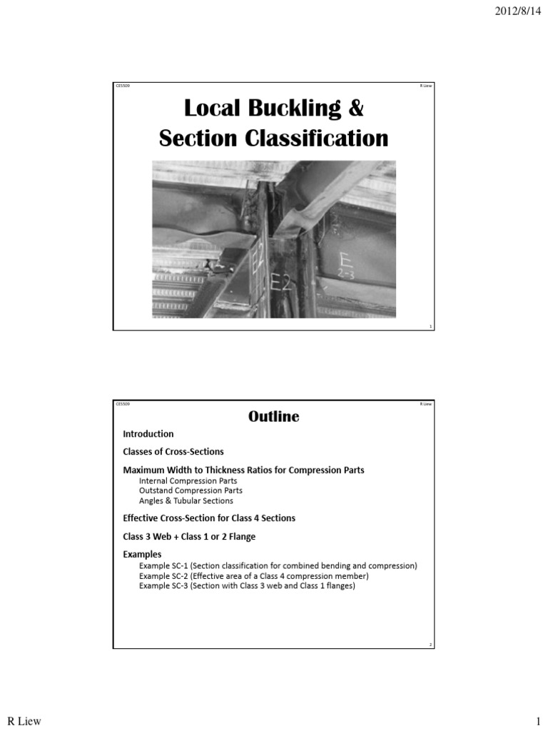 Local Buckling and Section Classification | PDF | Buckling | Bending