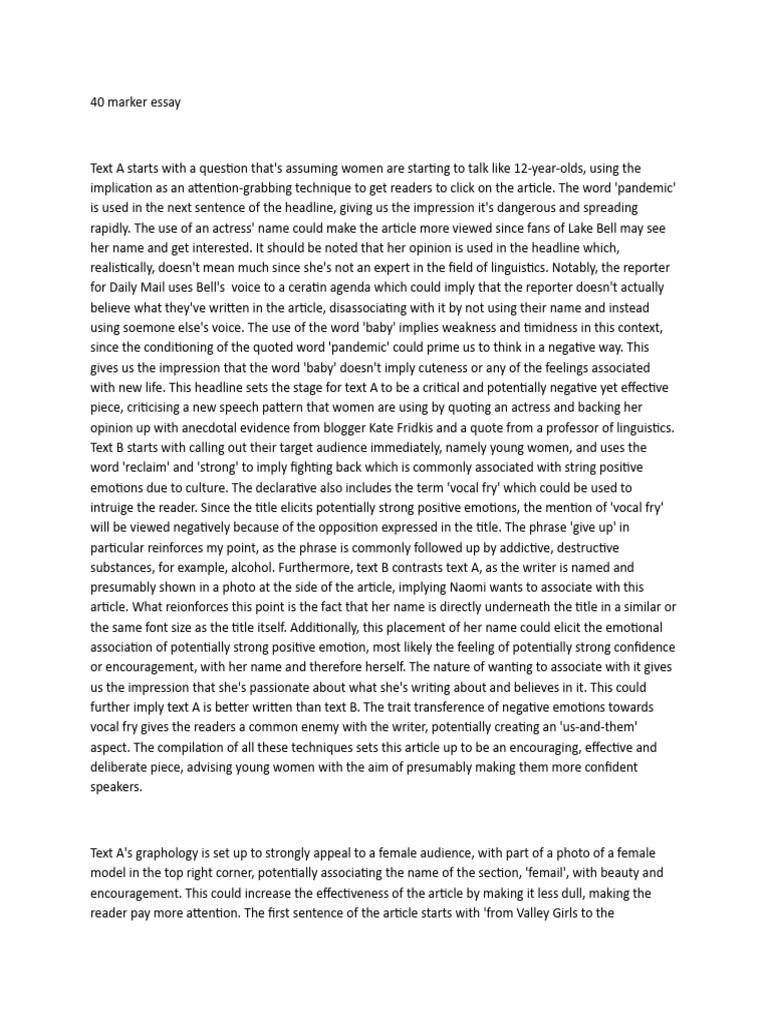 40 Marker Essay | PDF | Emotions | Psychological Concepts