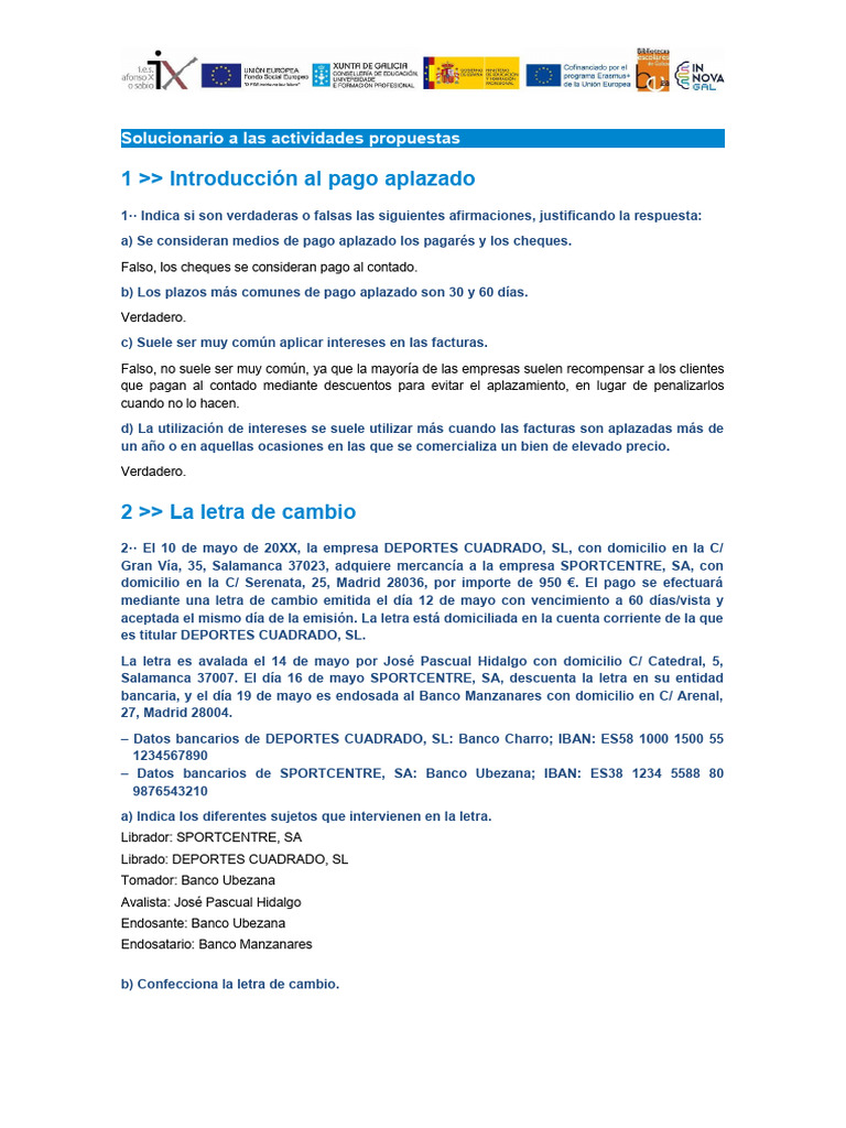 Soluciones Ejercicios Tema 16 | PDF | Pagaré | Bancos