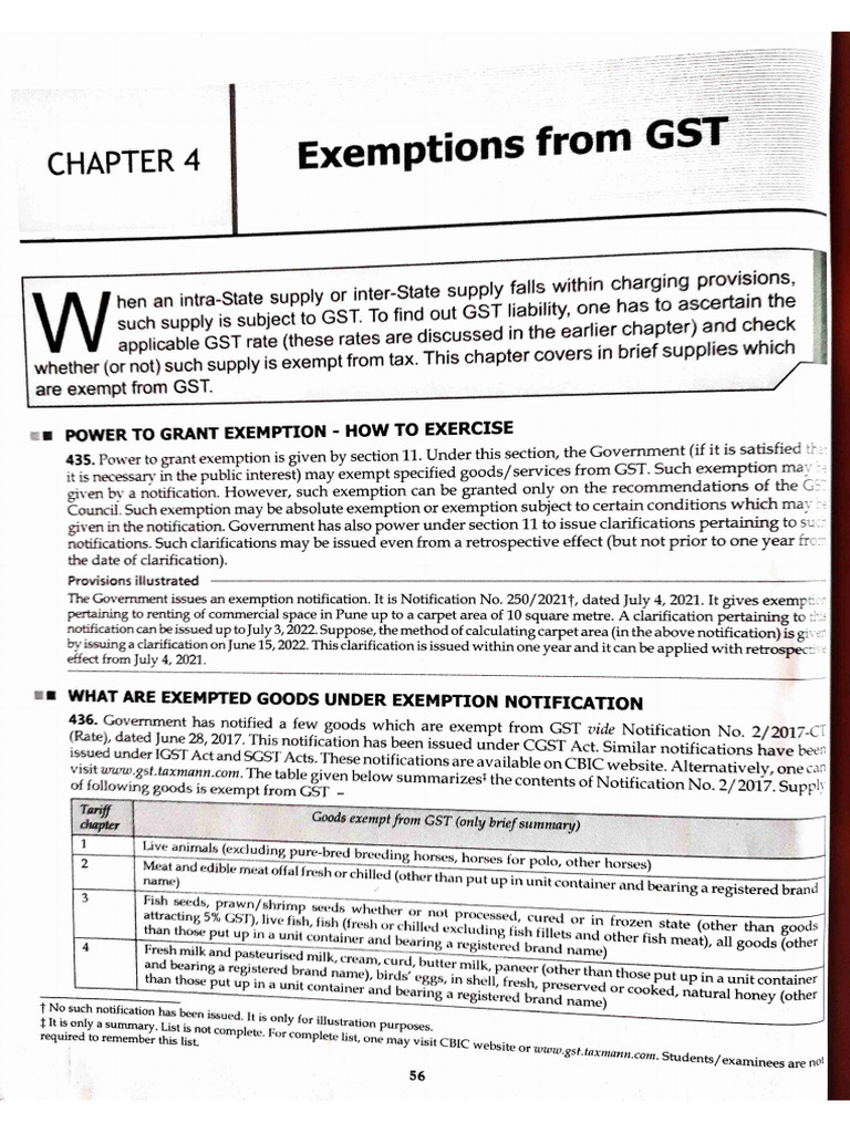 Exemptions From GST | PDF