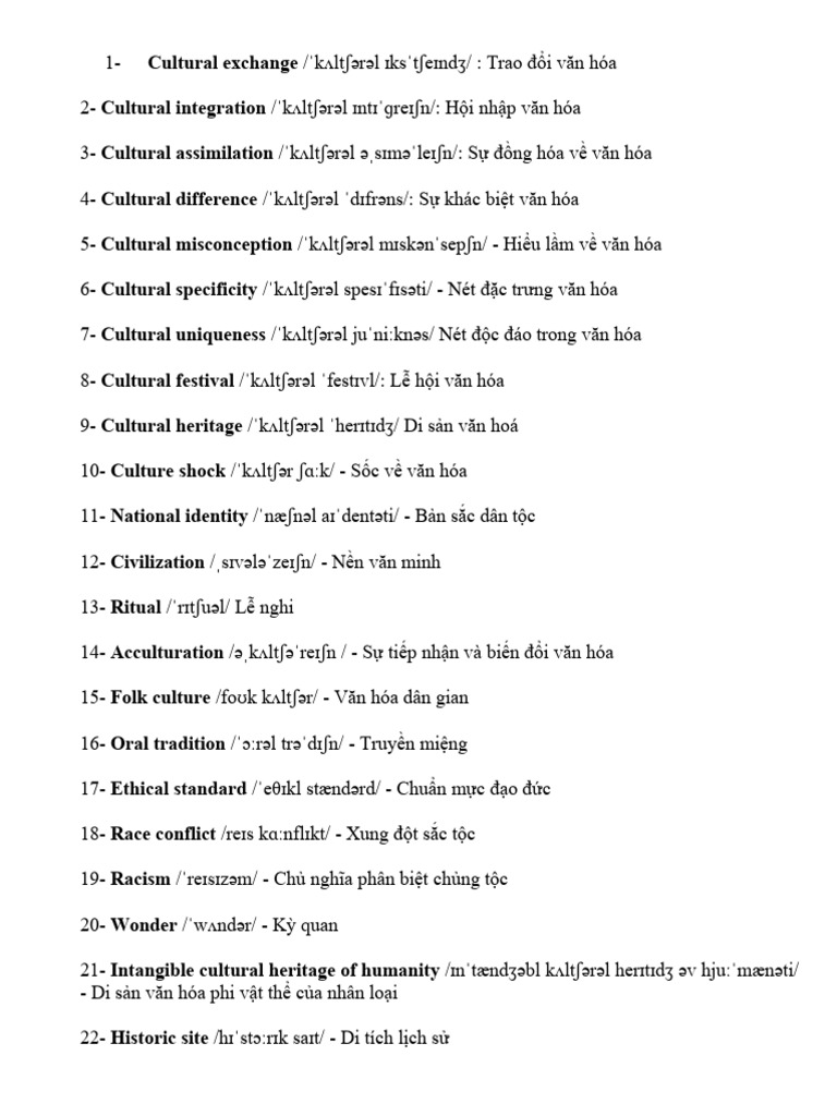 Culture Vocabulary | PDF