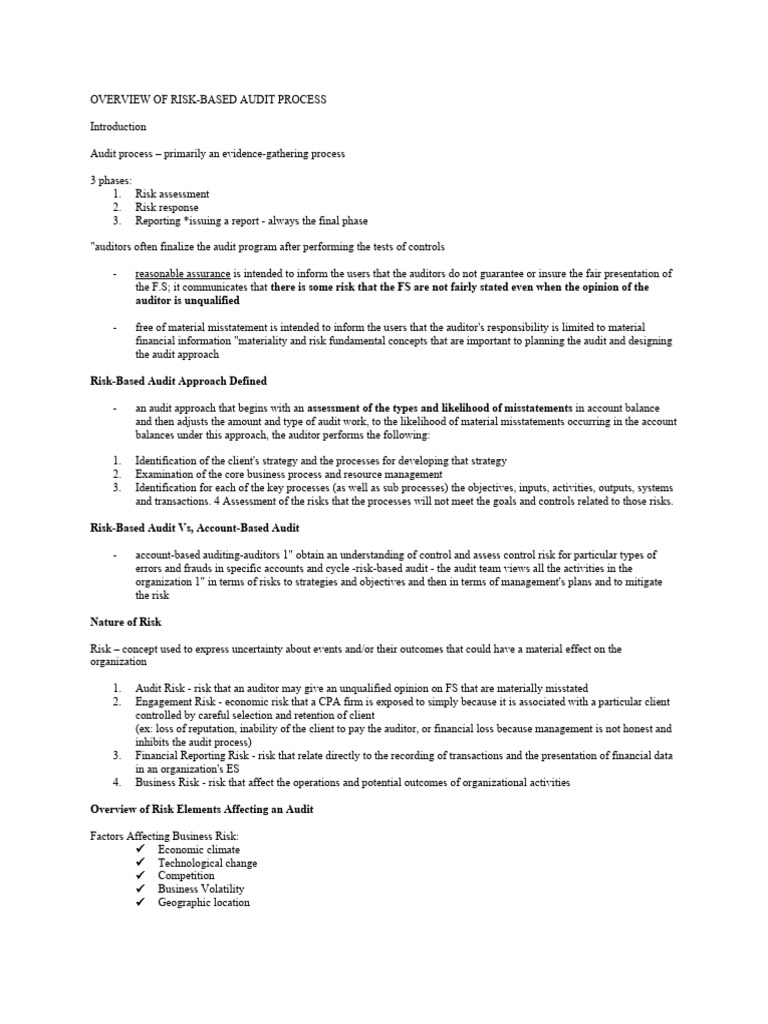 Overview of Risk-Based Audit | PDF | Audit | Financial Audit
