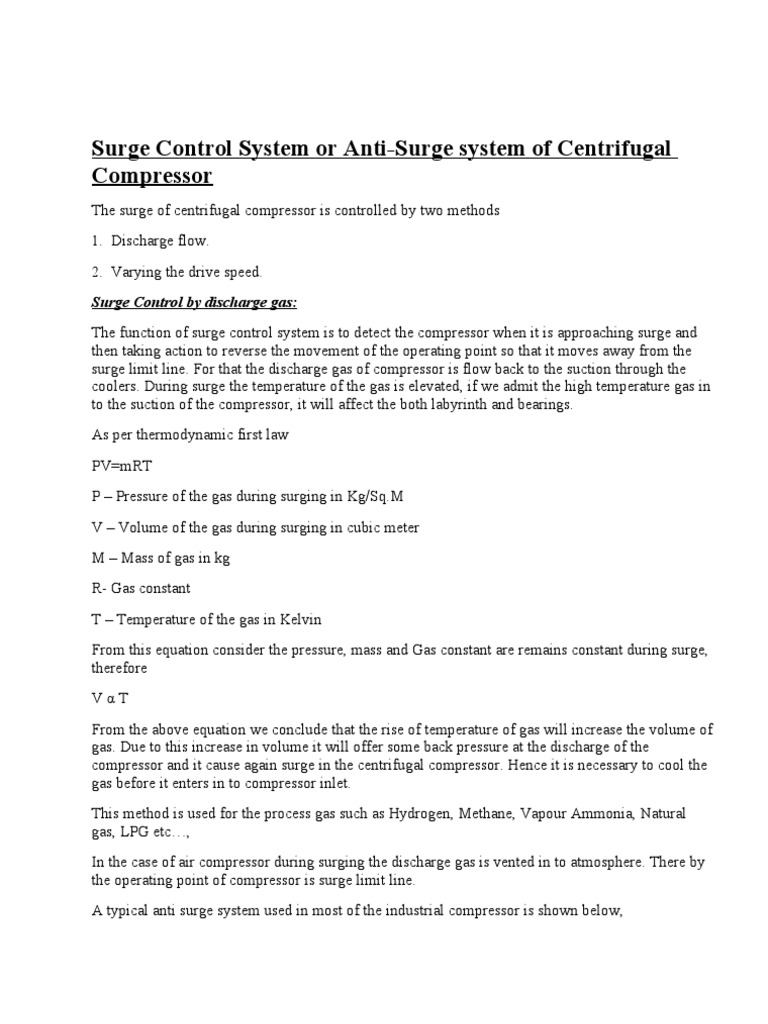 Surge Control in Centrifugal Compressors | PDF | Gas Compressor | Gases