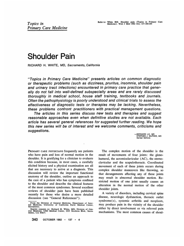 Shoulder Pain | Download Free PDF | Shoulder | Human Anatomy