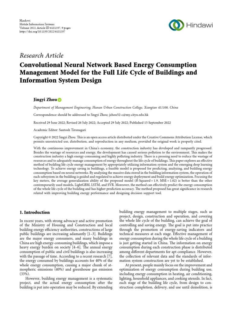 Convolutional Neural Network Based Energy Consumption Management Model ...
