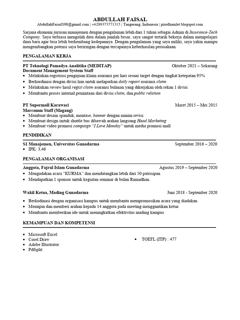CV ABDULLAH FAISAL Full | PDF