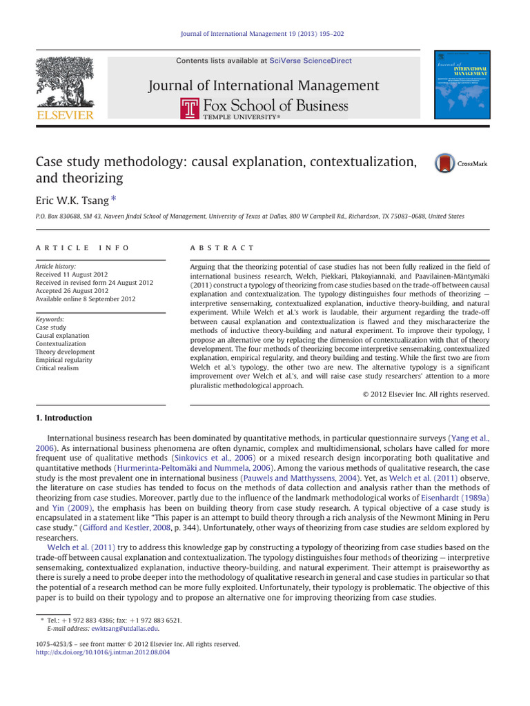 Case Study Methodology - Causal Explanation, Contextualization, and ... Case Study Methodology - Causal Explanation, Contextualization, and ...