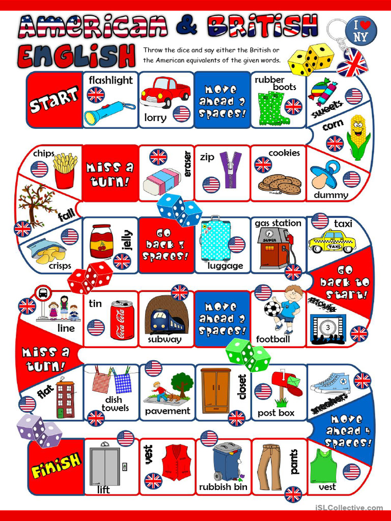 British Vs American English - Boardgame | PDF