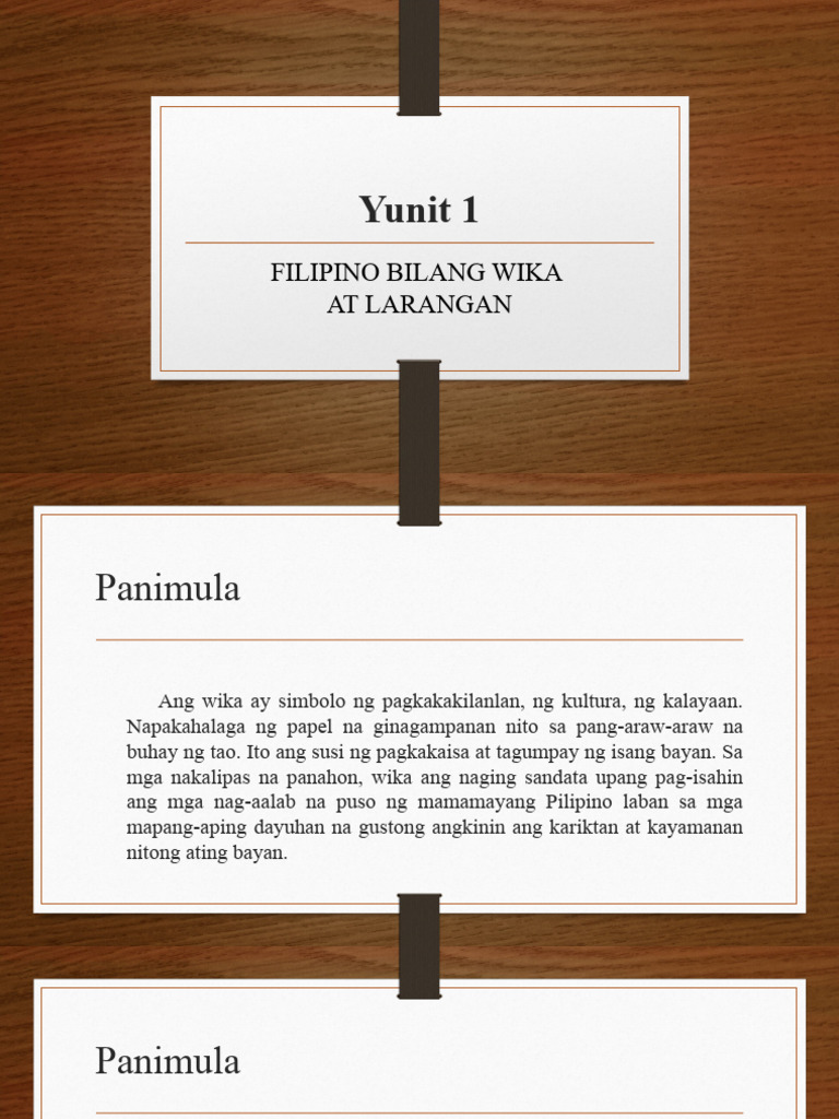 Yunit 1 Filipino Bilang Wika at Larangan | PDF