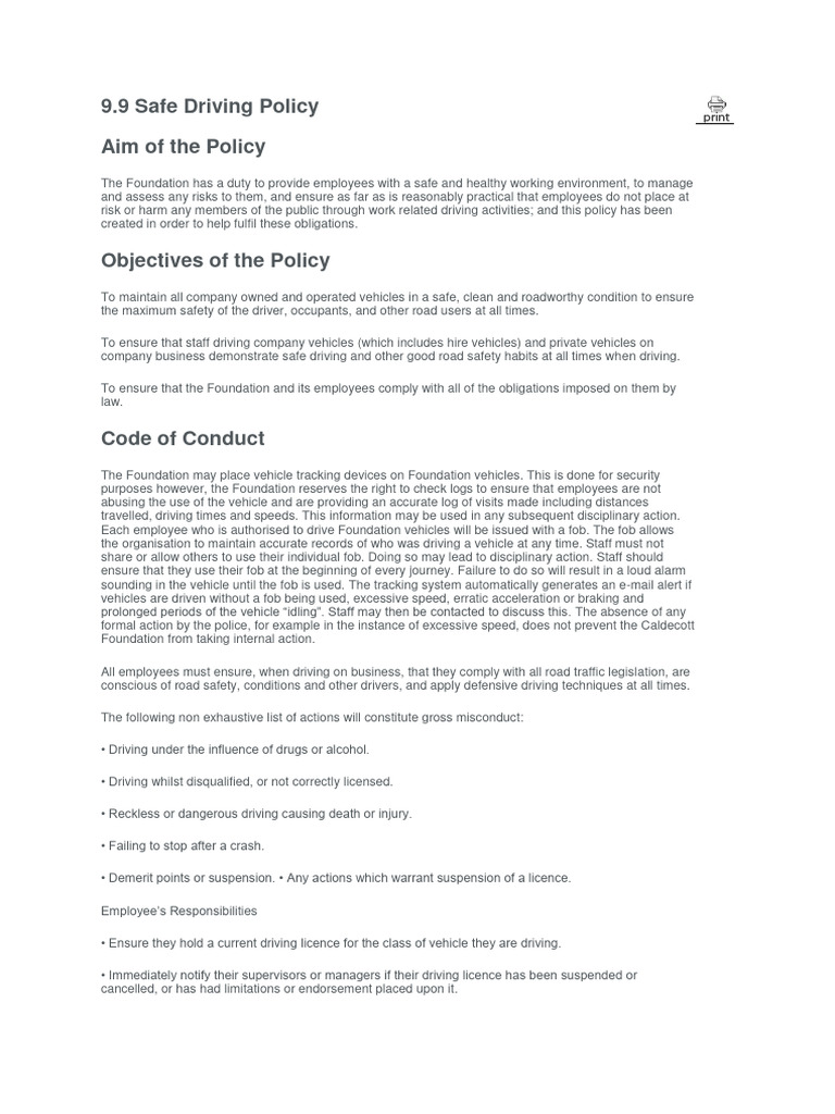 Safe Driving Policy | PDF | Traffic Collision | Driving