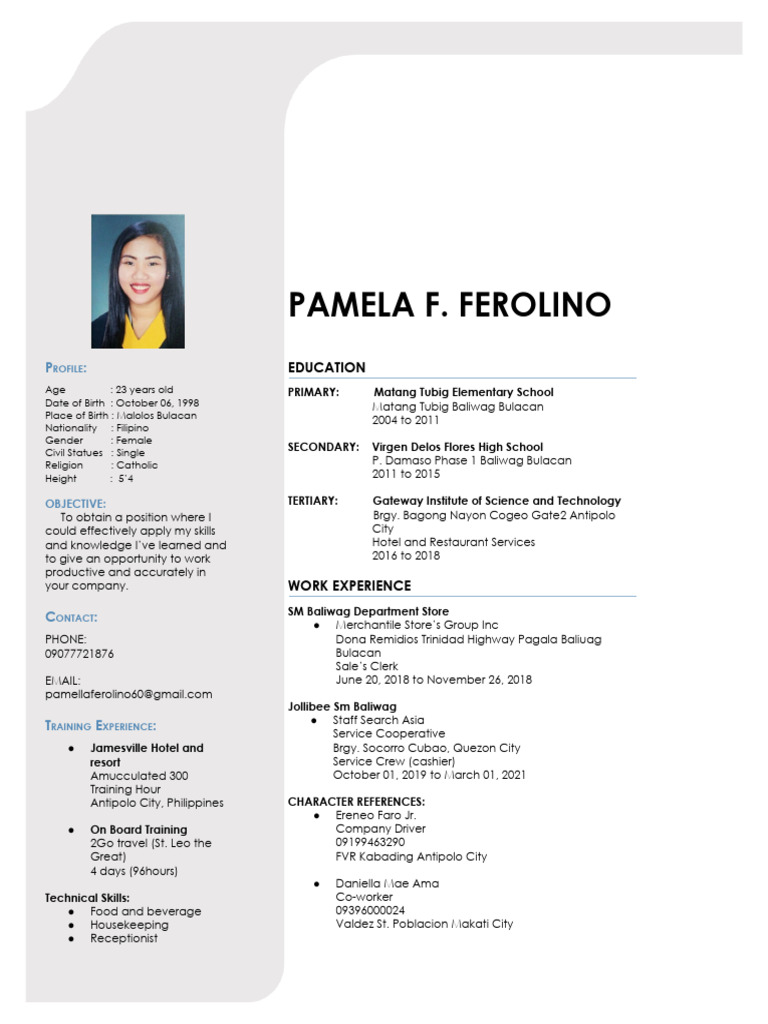 PAMELA Resume Grey | PDF