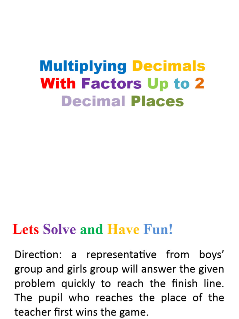 Multiplying Decimals With Factors Up To 2 Decimal Places | PDF | Multiplication | Elementary ...