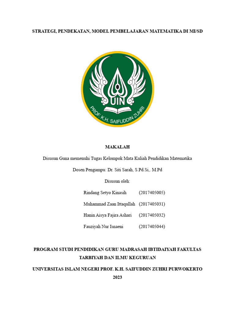 Strategi Pembelajaran Matematika MI/SD | PDF | Seni
