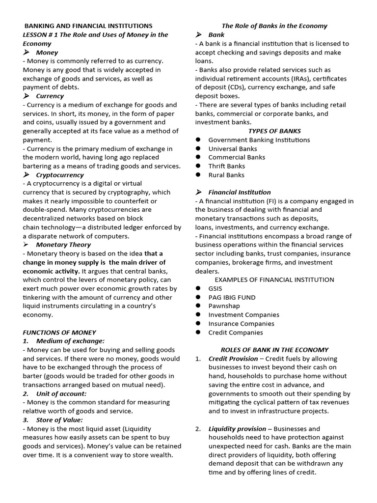 Role of Banks in Economic Development | PDF | Money | Banks