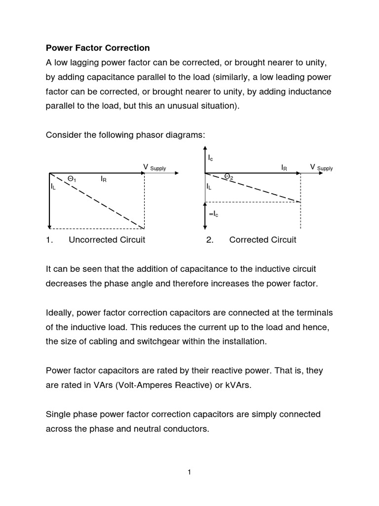 Microsoft Word - Power Factor Correction Note 1 | PDF | Capacitor | Ac ...
