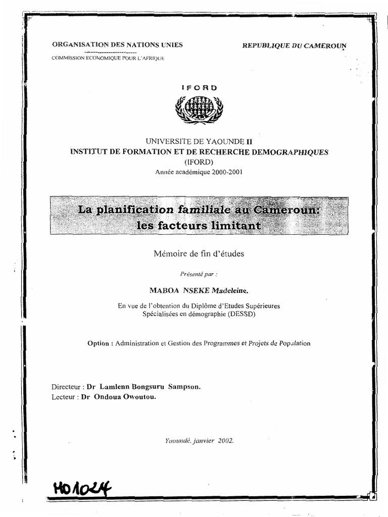 Planification familiale au Cameroun | PDF | Planning familial ...